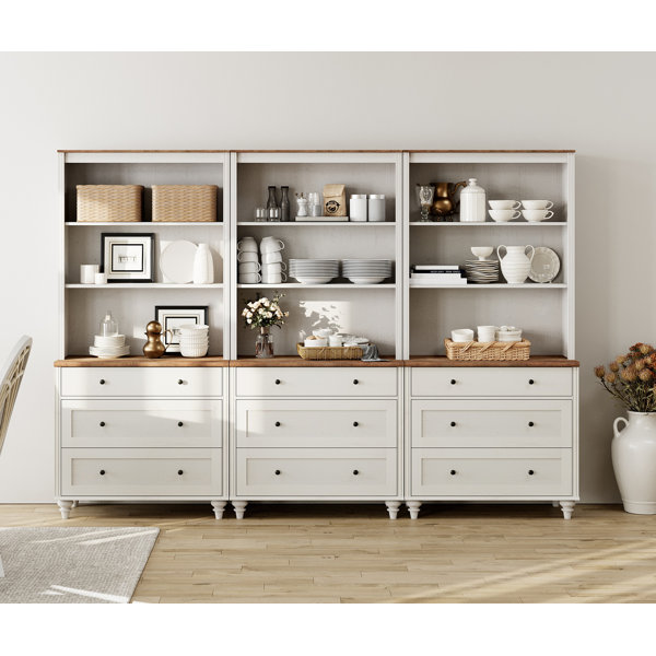 One Allium Way® Sideboard Cabinet With Bar Hutch, Buffet Cabinet With Drawers And 3 Tier Shelves ...